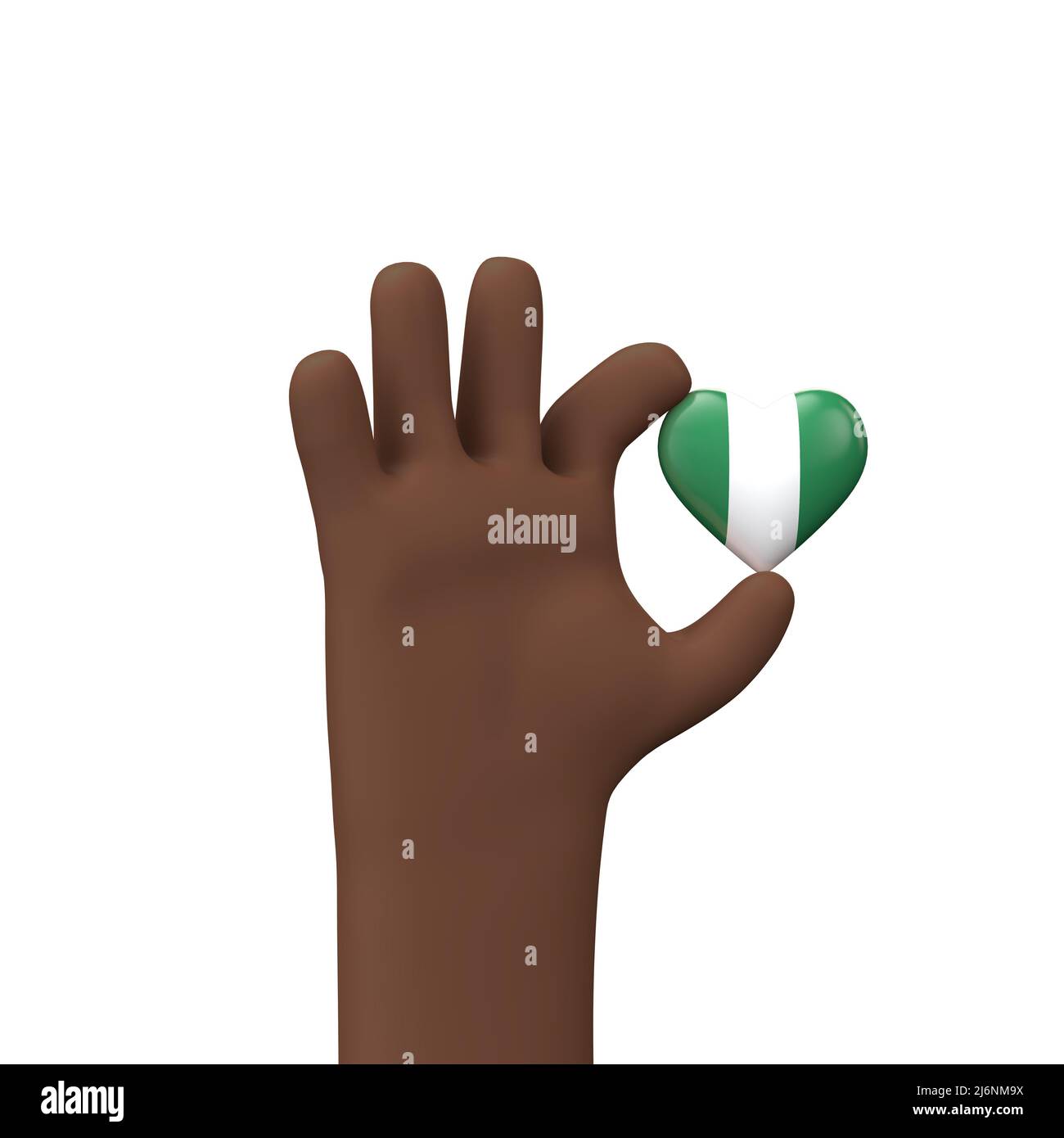 Hand holding a nigeria flag heart. Community togetherness concept. 3D ...