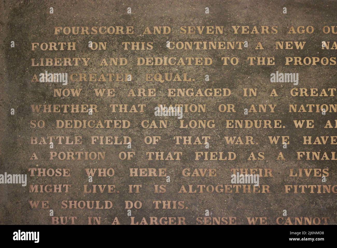 The famous Gettysburg Address speech displayed at the Abraham Lincoln ...