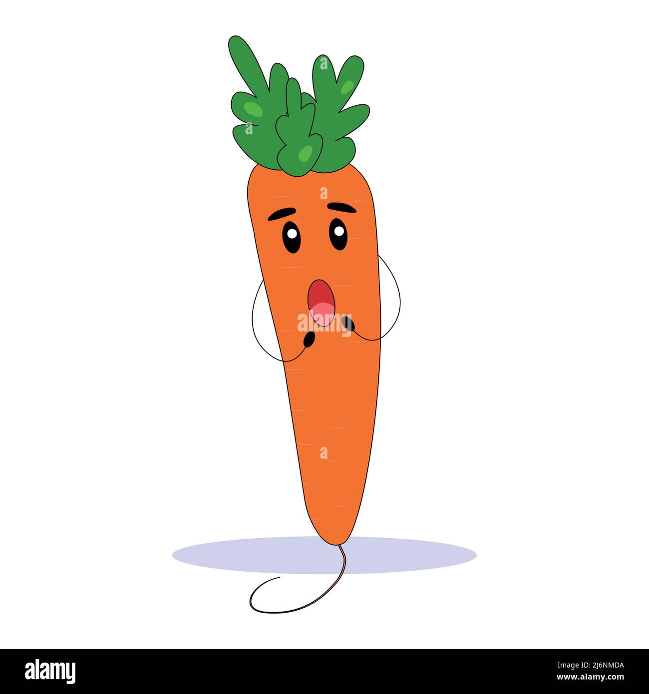 Funny carrot. Carrot with cute face. Flat vector illustration Stock ...