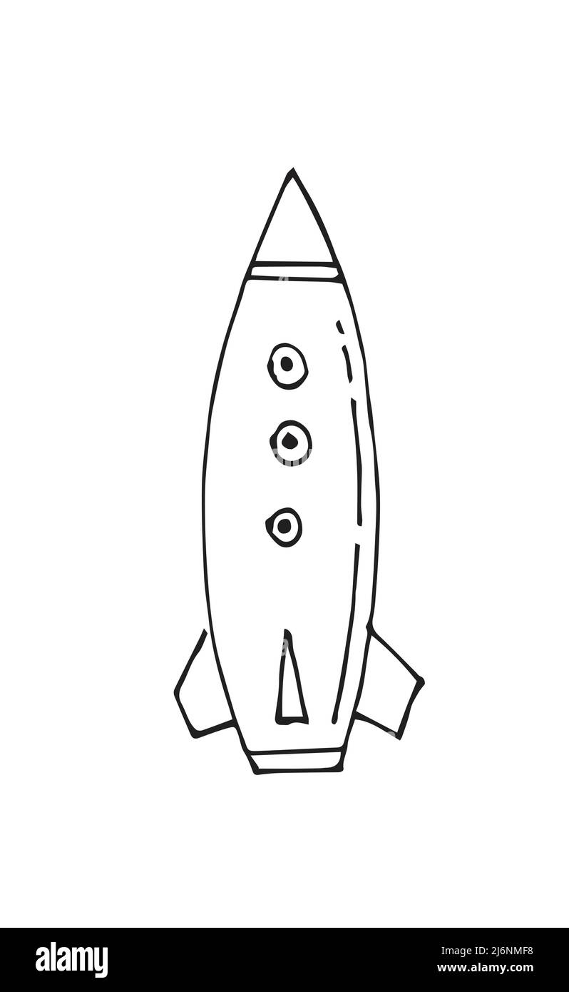 Space rocket. Beautiful space object. Nuclear bomb. Simple doodle ...