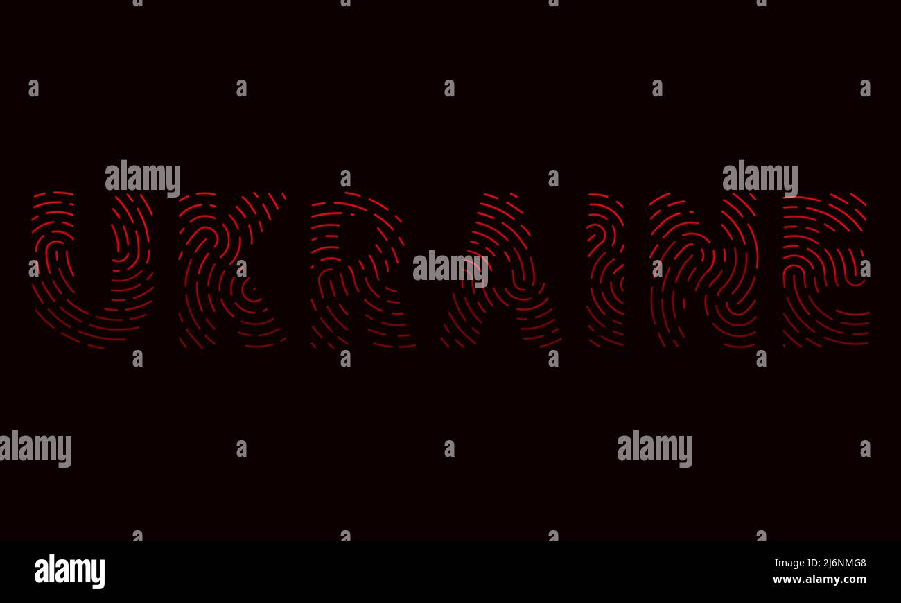 Word UKRAINE red fingerprints distressed grunge look Stock Vector Image ...