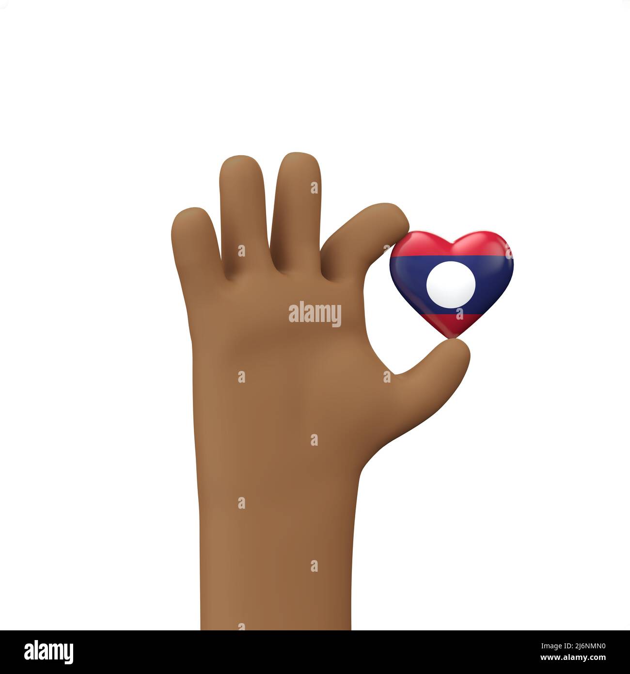 Hand holding a laos flag heart. Community togetherness concept. 3D ...
