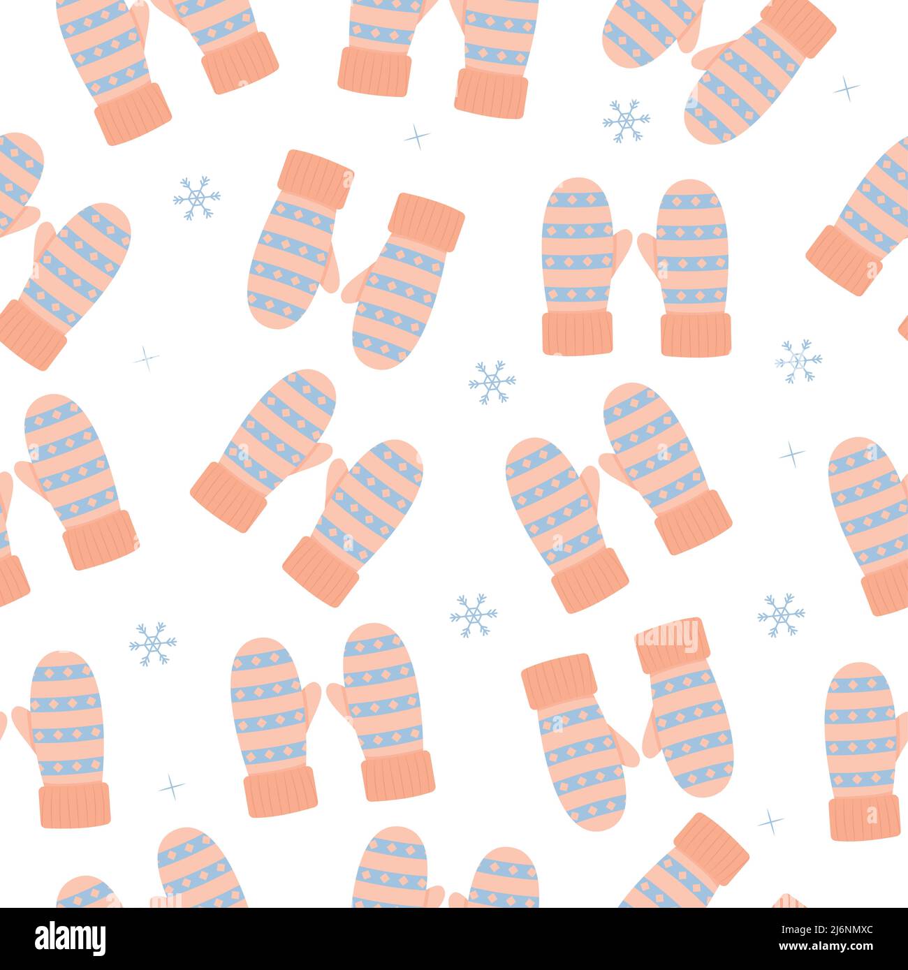 Set of winter mittens and gloves seamless pattern. Warm mittens. Winter ...