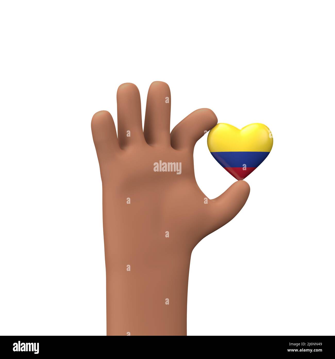Hand holding a colombia flag heart. Community togetherness concept. 3D ...