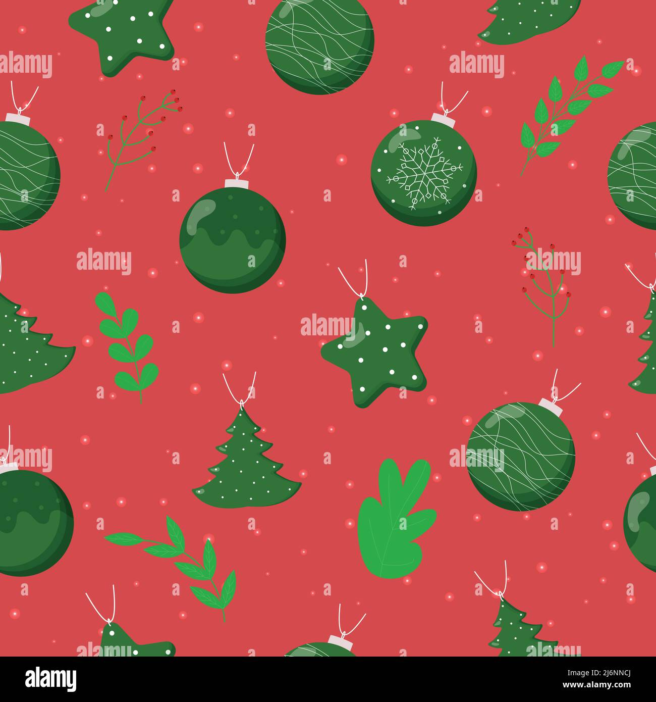 Christmas tree balls seamless pattern. Flat vector illustration Stock ...