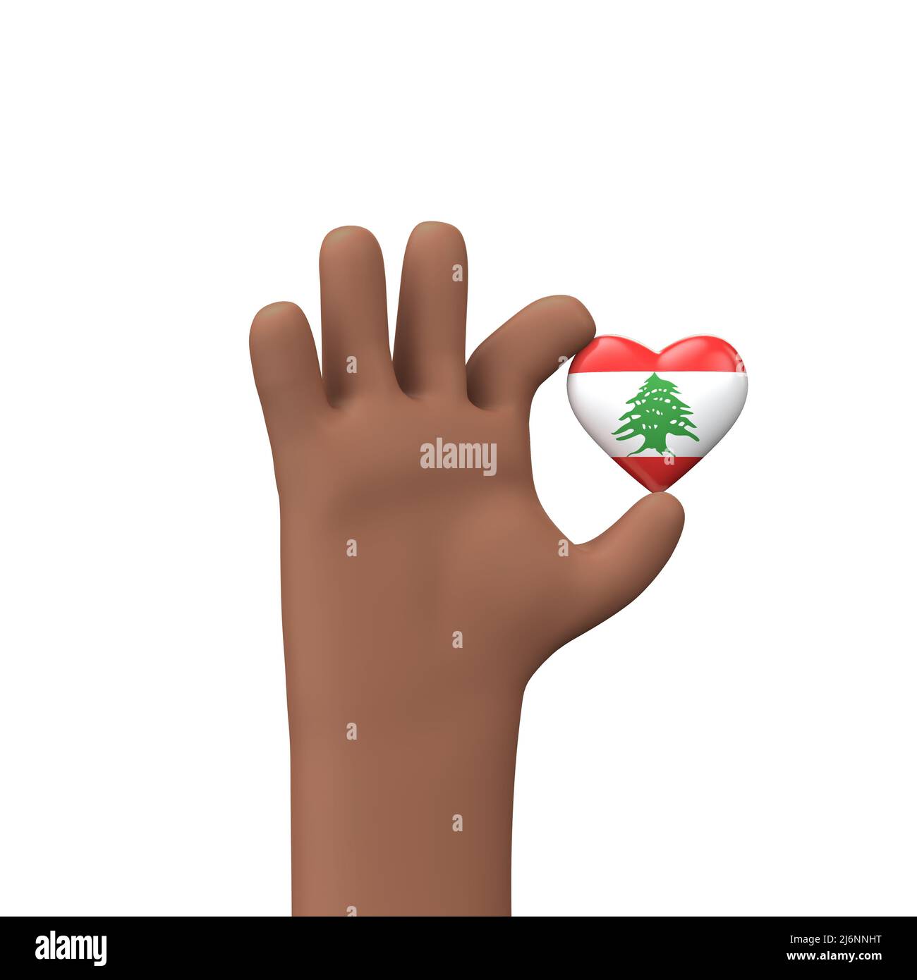 Hand holding a lebanon flag heart. Community togetherness concept. 3D ...