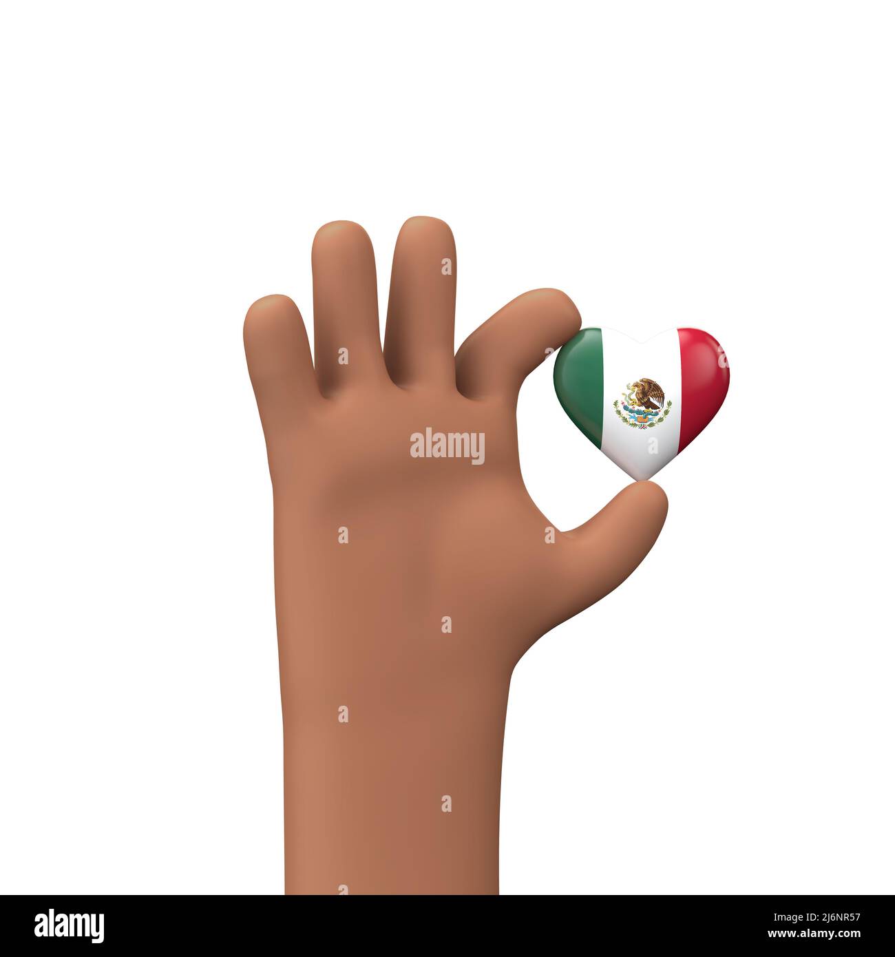 Hand holding a mexico flag heart. Community togetherness concept. 3D ...