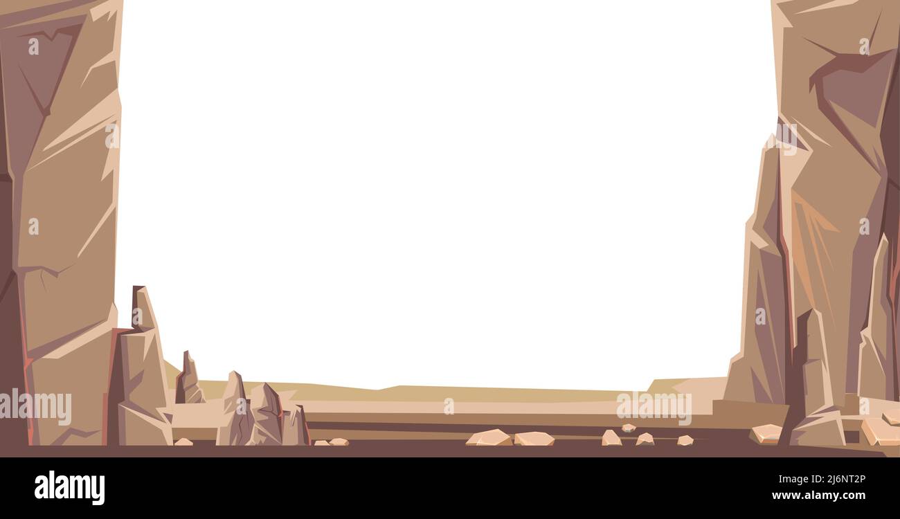 Mountain gorge. Frame composition. Smooth playground. Stone rocky rocky ...