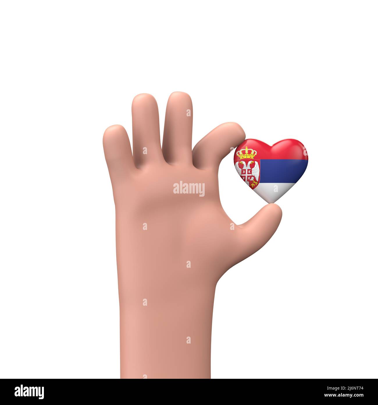 Hand holding a serbia flag heart. Community togetherness concept. 3D ...