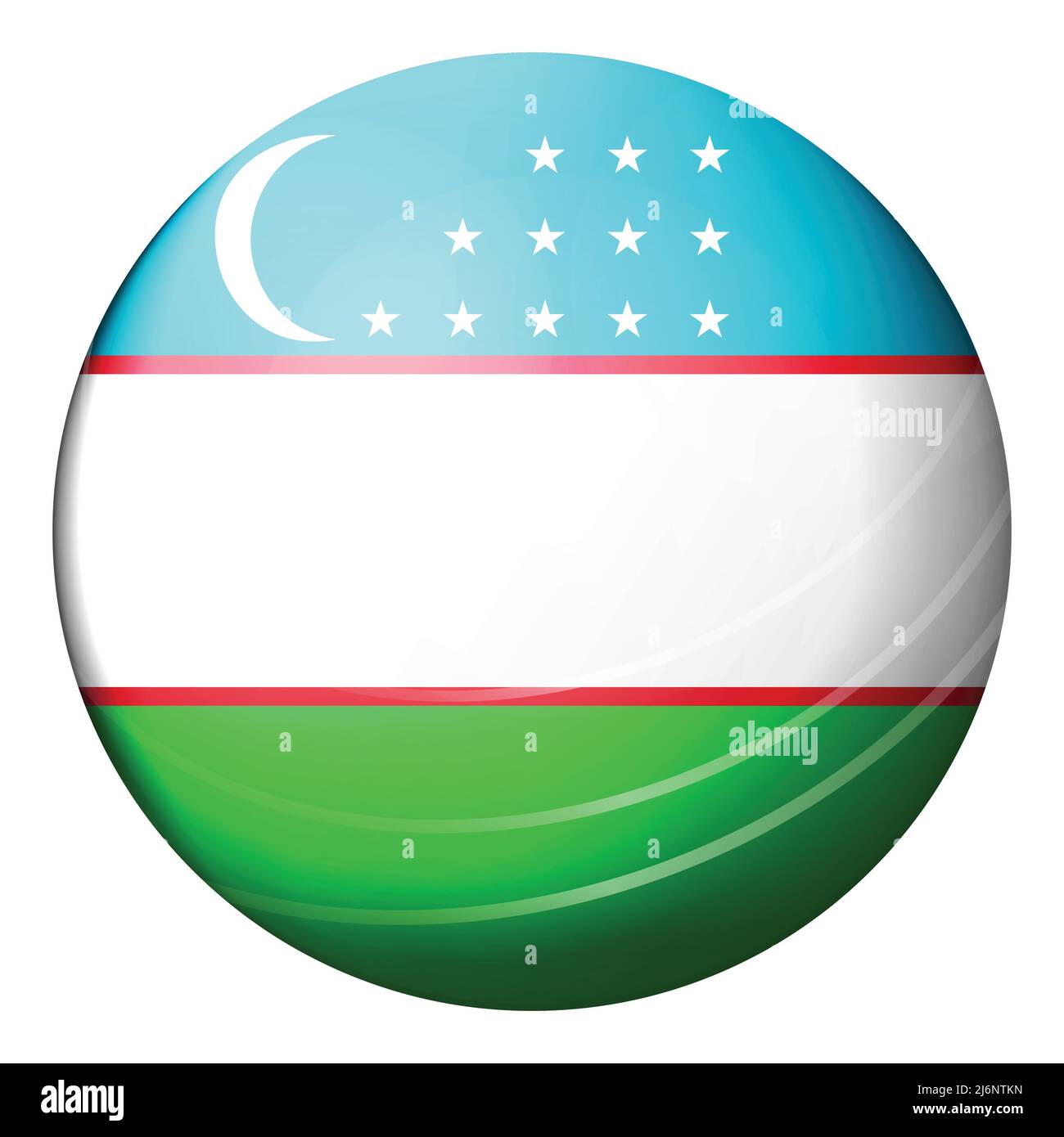 Round icon with flag of Uzbekistan. Glass light ball, sticker, sphere ...