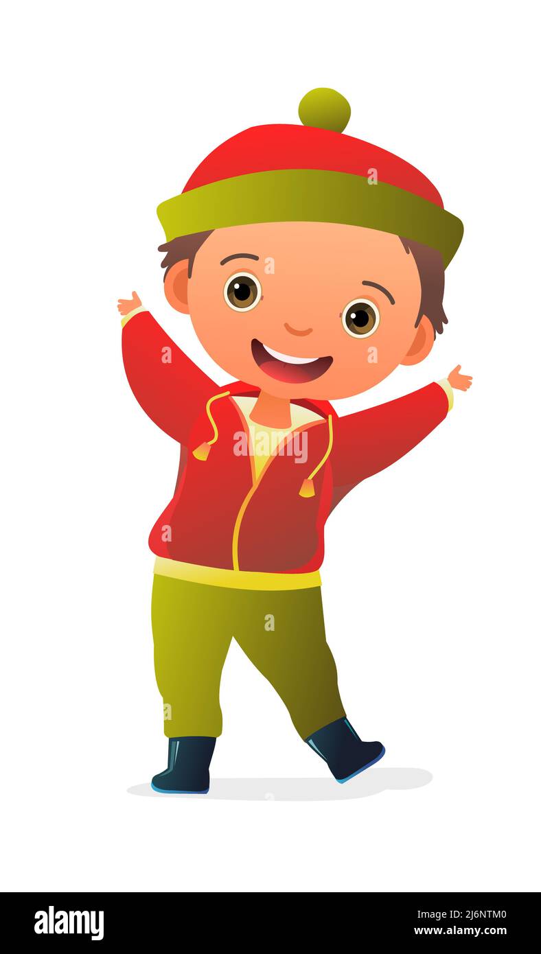 Little Boy preschooler. Person in autumn clothes. In sweatshirt and ...