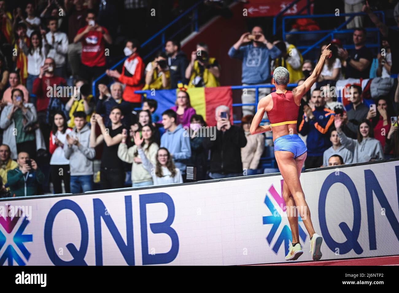 Yulimar Rojas celebrating her victory at the Belgrade Indoor World ...
