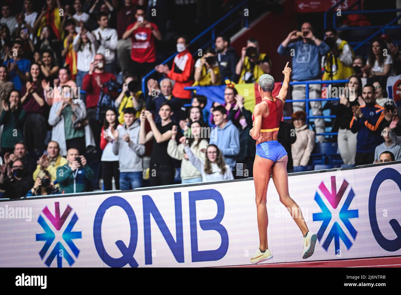 Yulimar Rojas celebrating her victory at the Belgrade Indoor World ...
