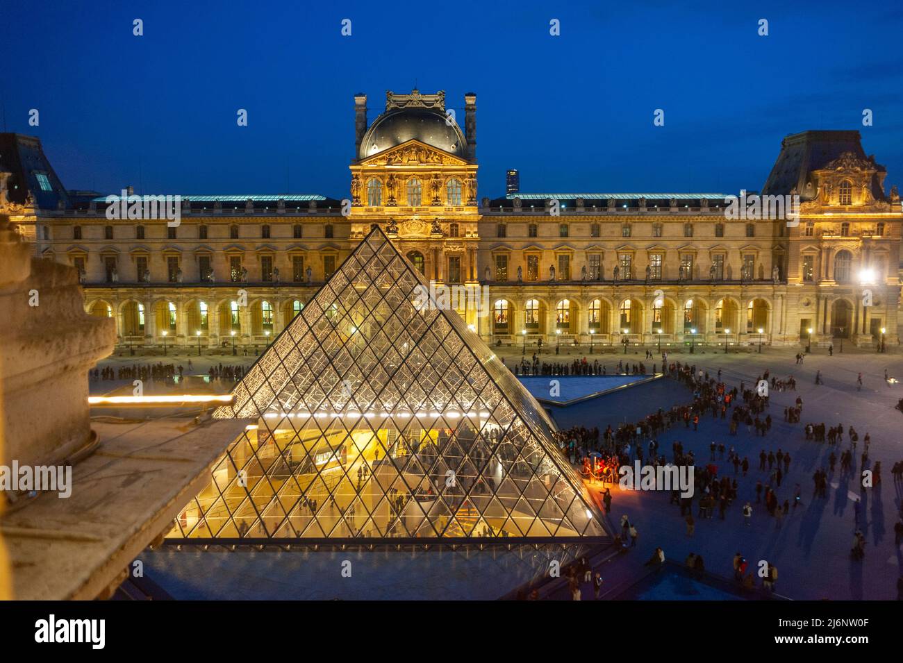 Paris, France, High Angle View, Town Square, The Grand Louvre Museum ...