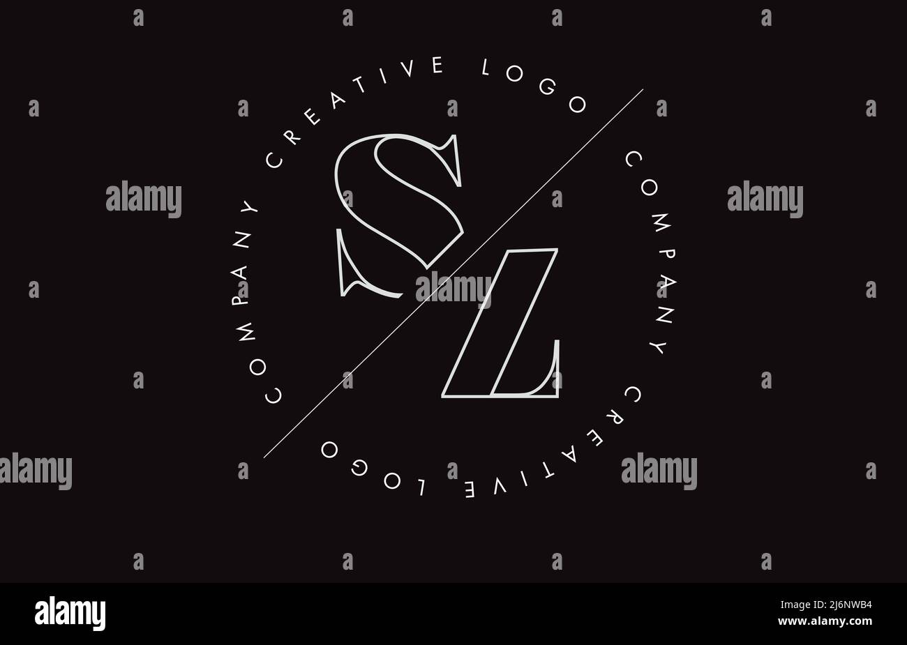 White Outline SZ s z letter logo with cut and intersected design and round frame. Vector ...