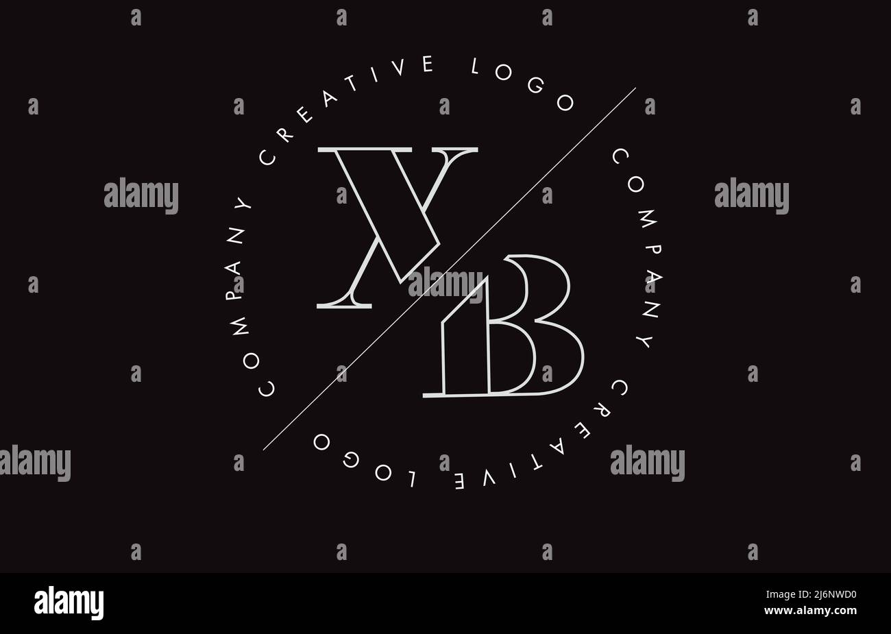 White Outline XB x b letter logo with cut and intersected design and ...