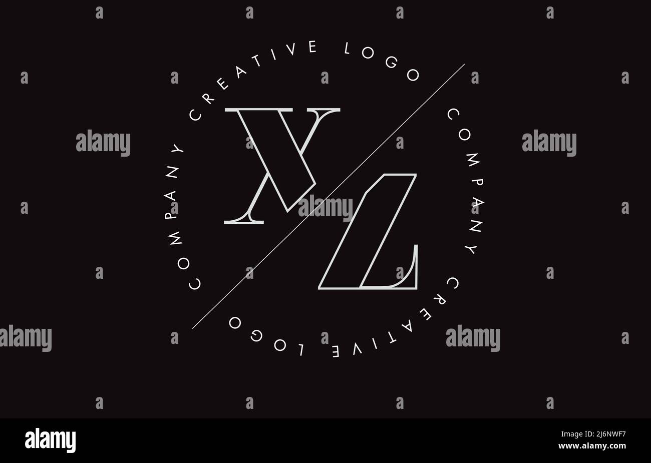 White Outline XZ x z letter logo with cut and intersected design and ...