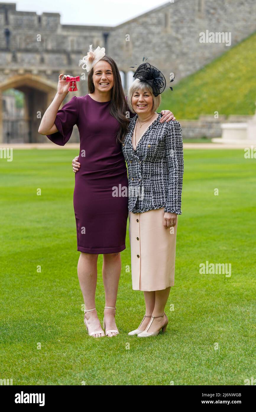 Emily Scarratt (left) pictured with mum Yvonne Scarratt and with her ...