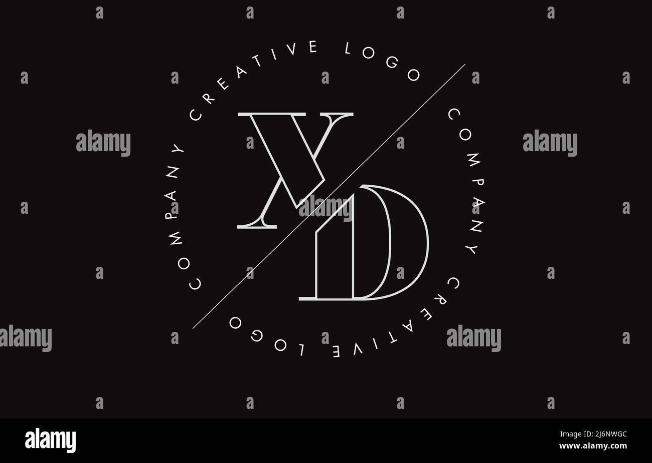 White Outline XD x d letter logo with cut and intersected design and ...