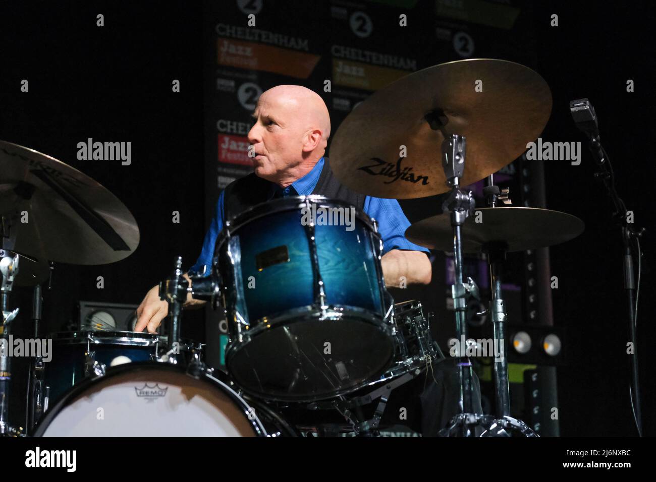 Drummer Joey Baron performing in the Jazz Arena at the Cheltenham Jazz ...