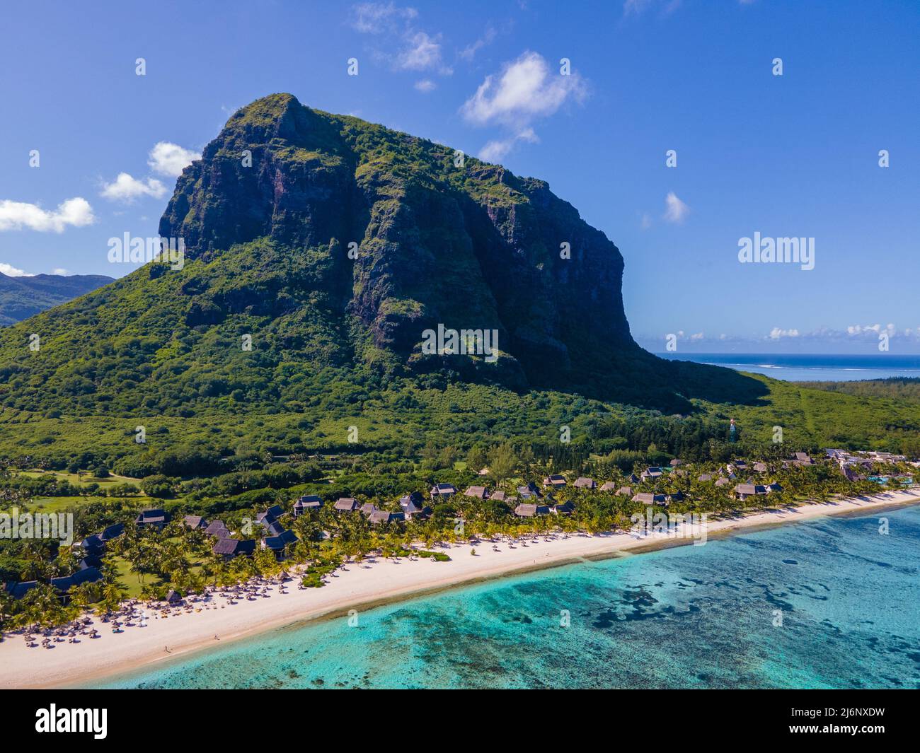 Le Morne beach Mauritius Tropical beach with palm trees and white sand ...