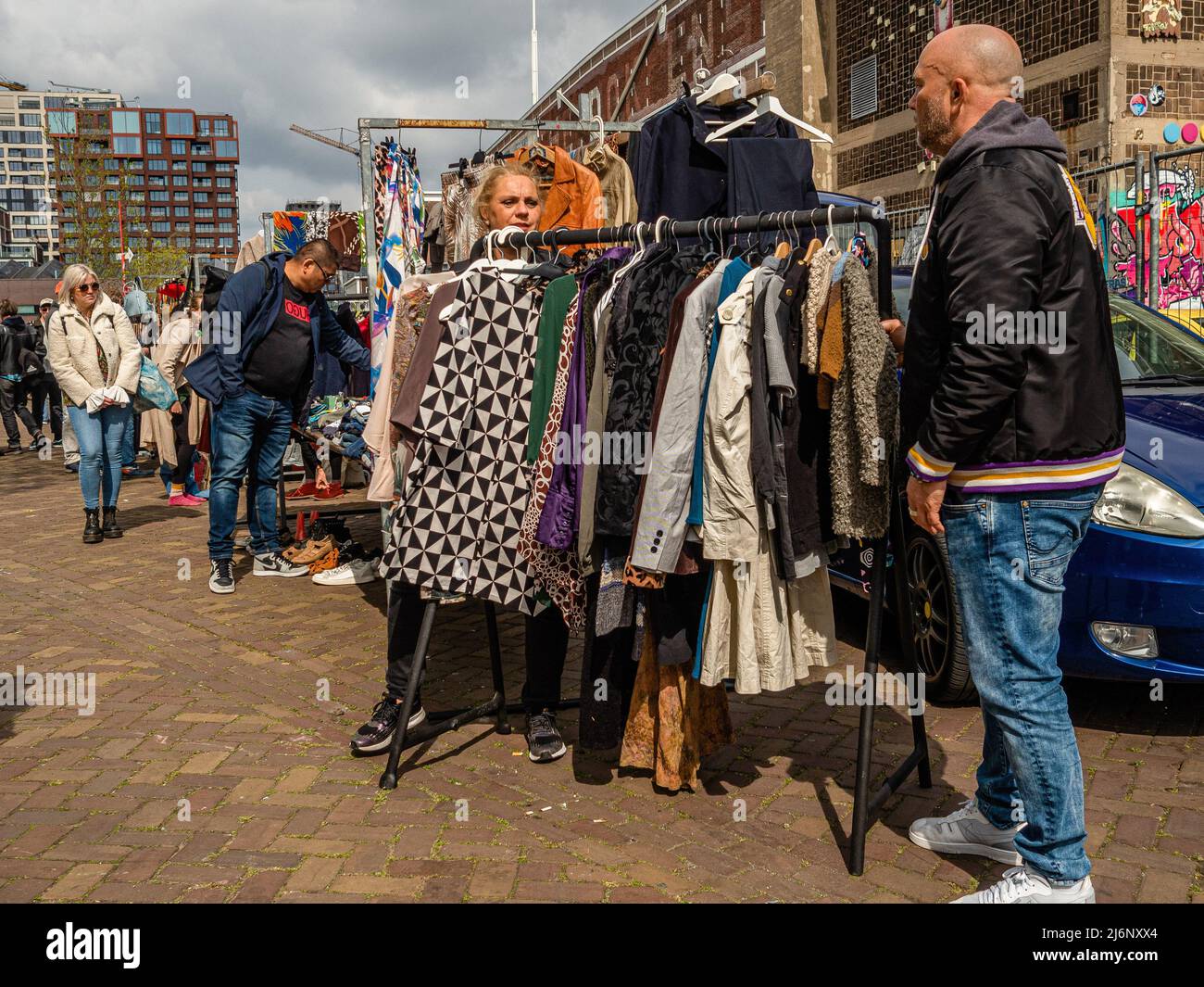 Amsterdam, Netherlands - 01 May 2022, Two people are seen moving their ...