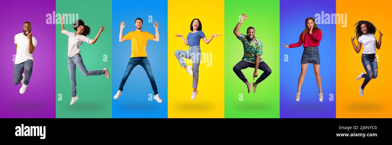 Beautiful young people sharing positive emotions, collage Stock Photo ...