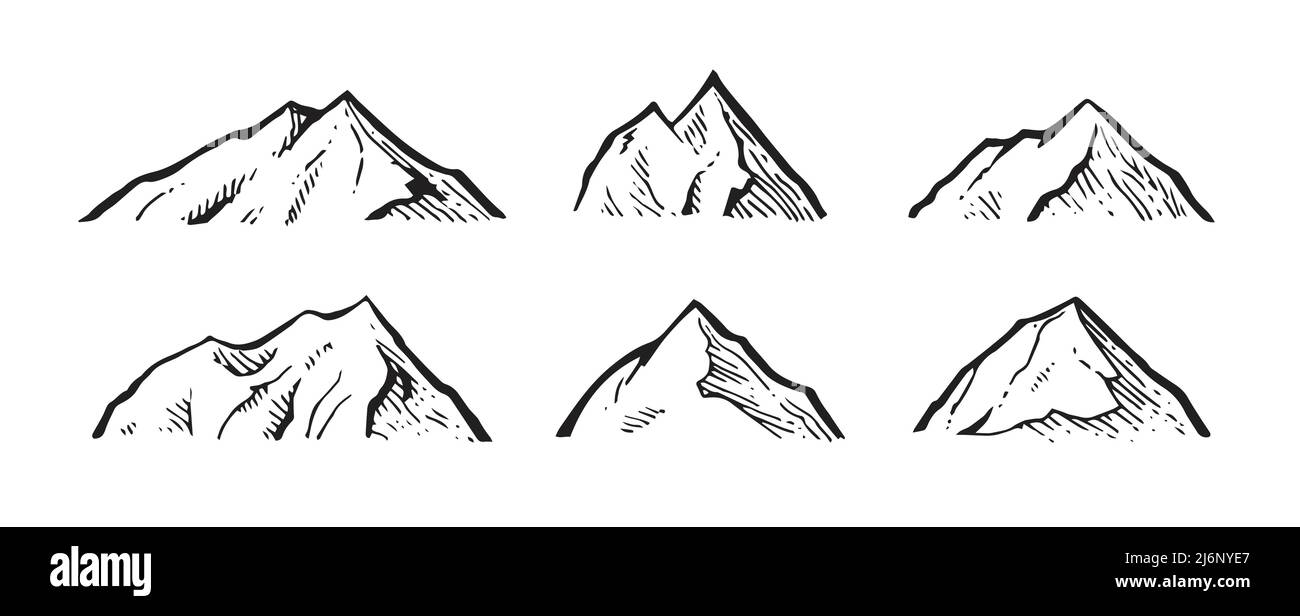 Set of stone rock from afar. A piece of cliff. In the style of contour ...