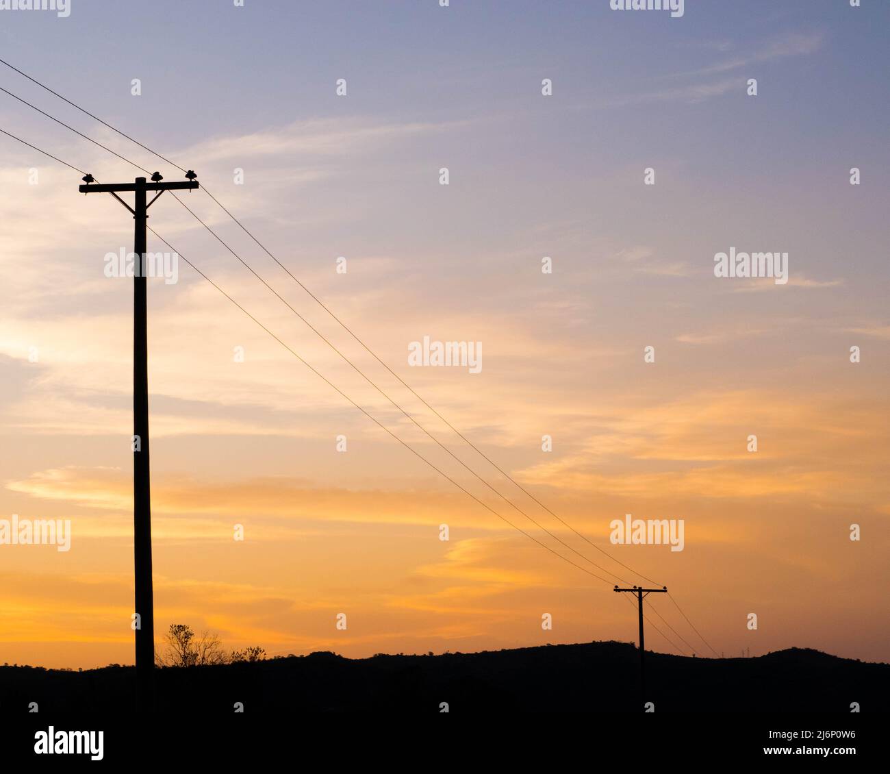 Power line in sunset hi-res stock photography and images - Alamy