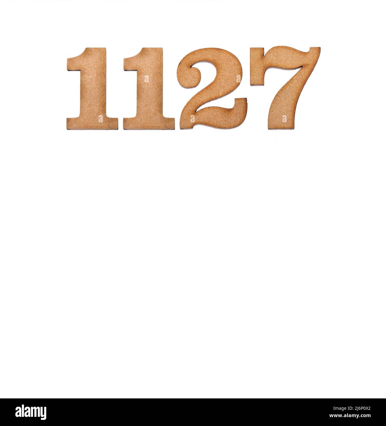 Number 1127 in wood, isolated on white background Stock Photo - Alamy