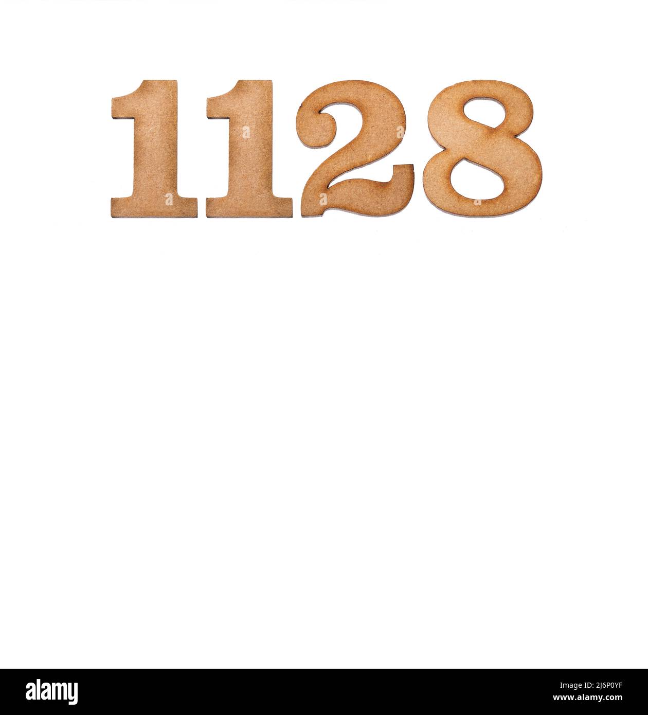 Number 1128 - Piece of wood isolated on white background Stock Photo ...
