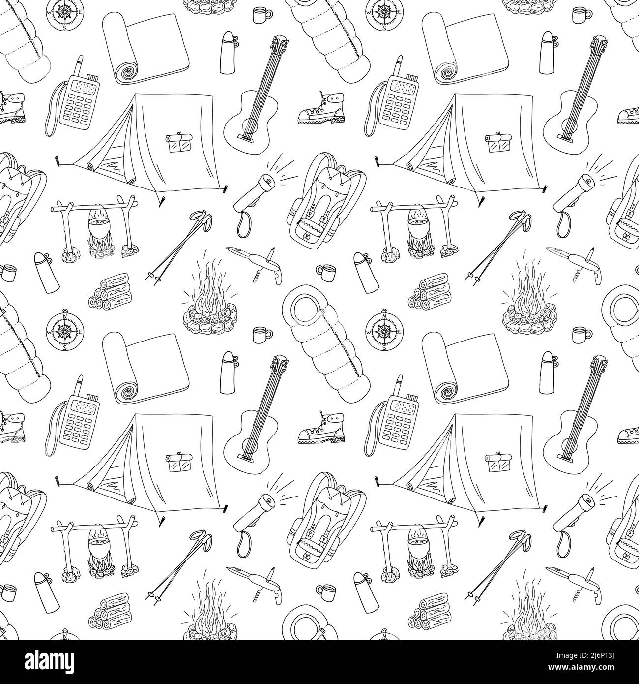 Set travel outline doodle Black and White Stock Photos & Images - Alamy