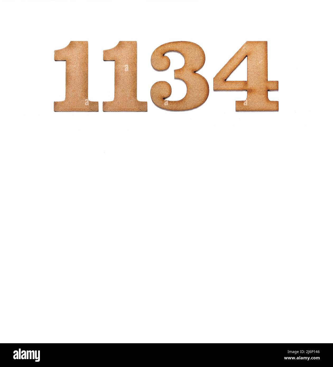 Number 1134 - Piece of wood isolated on white background Stock Photo ...