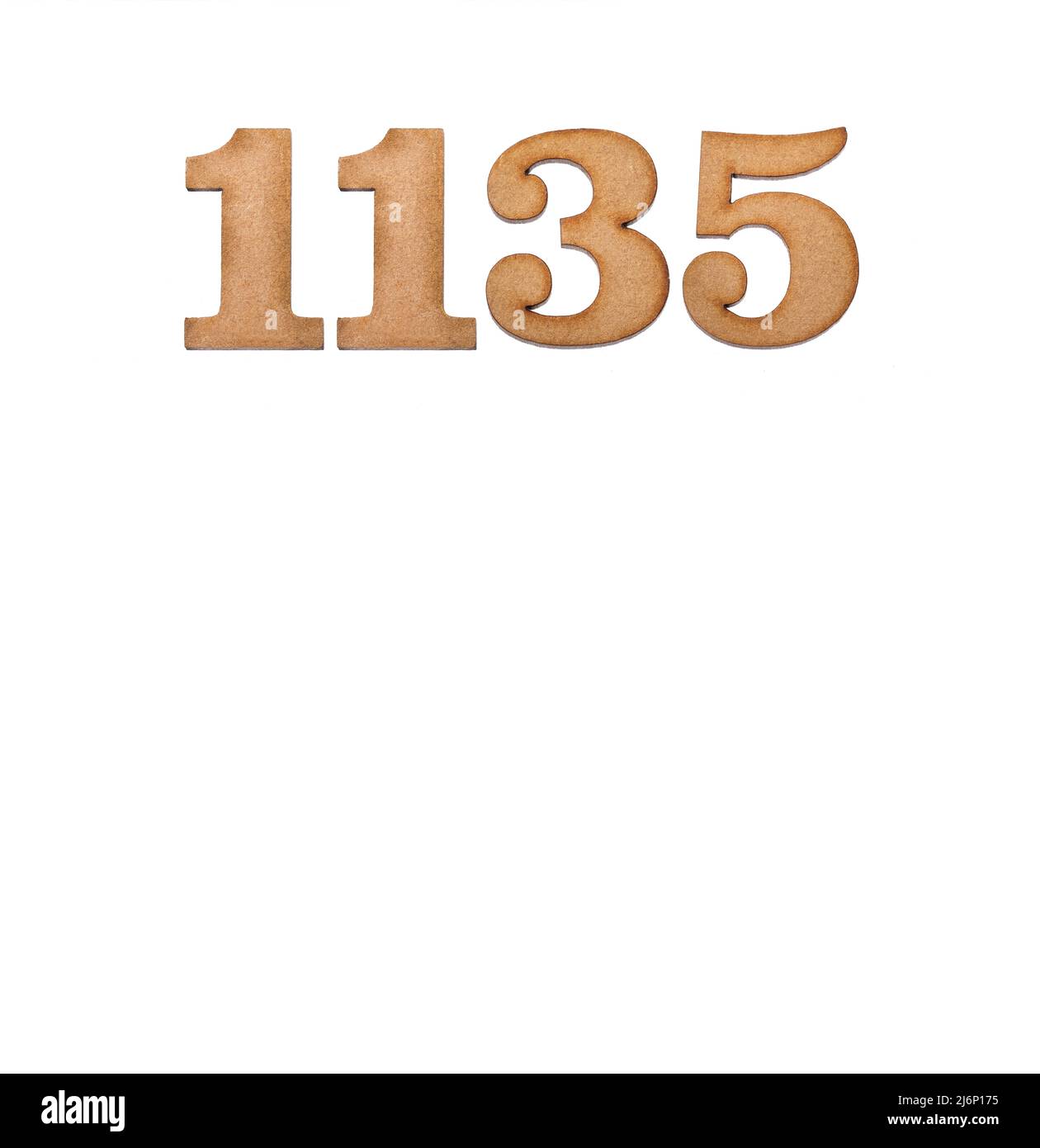 Number 1135 in wood, isolated on white background Stock Photo - Alamy