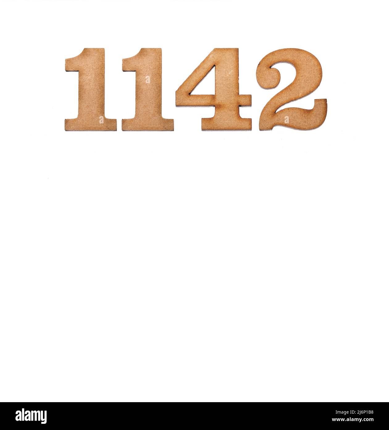 Number 1142 - Piece of wood isolated on white background Stock Photo ...