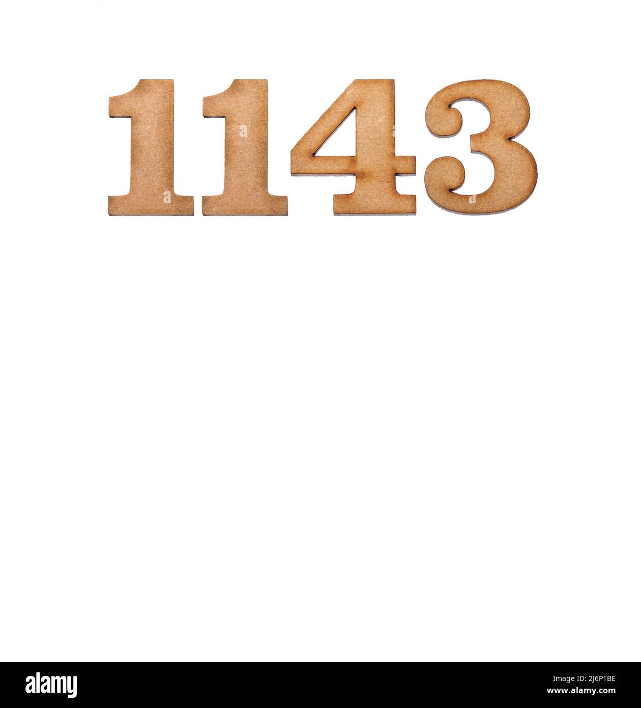 Number 1143 in wood, isolated on white background Stock Photo - Alamy