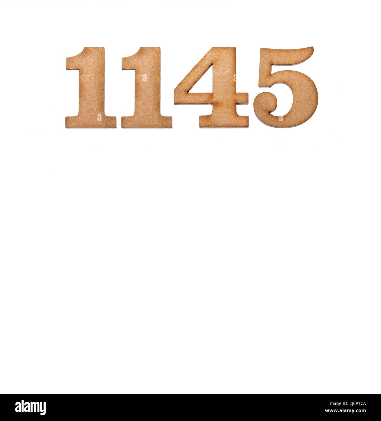 Number 1145 in wood, isolated on white background Stock Photo - Alamy