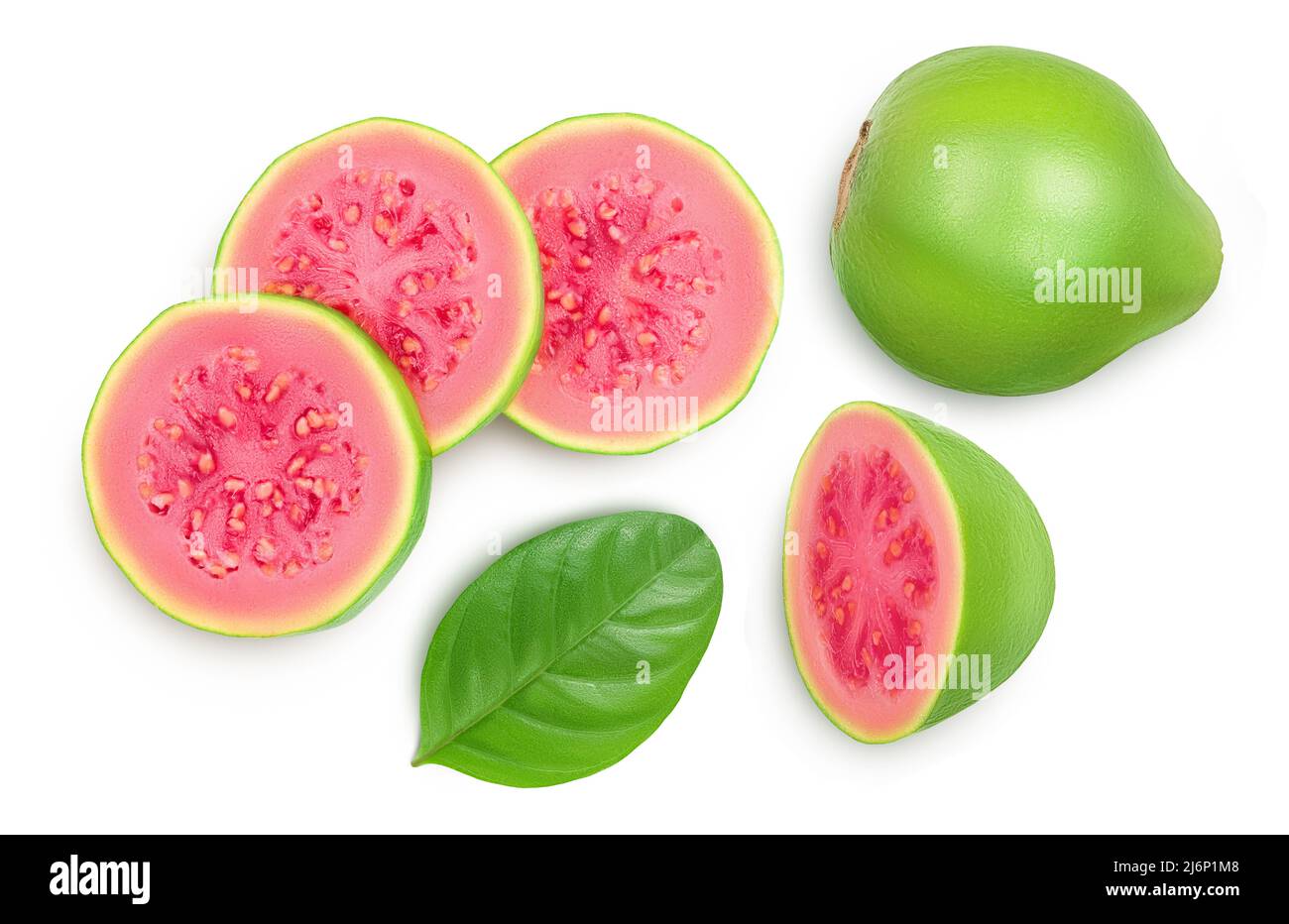 Guava fruit slices isolated on white background with clipping path and ...