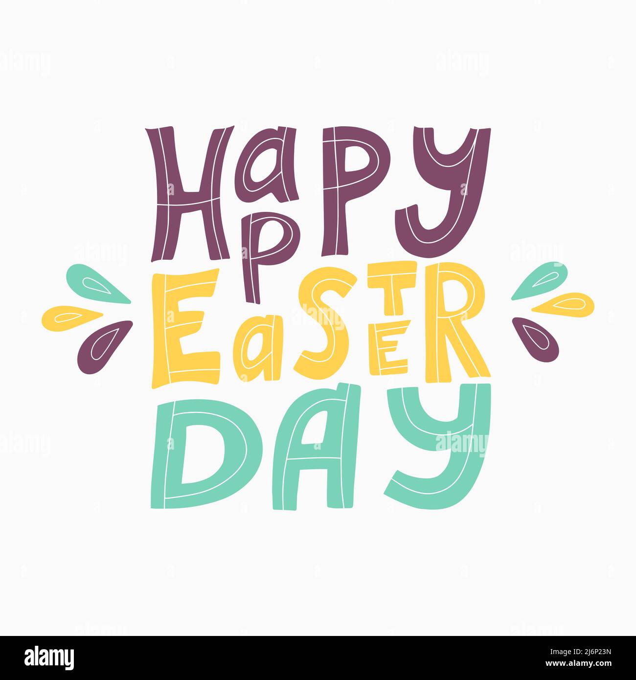 Color vector illustration with the words Happy Easter. Hand lettering ...