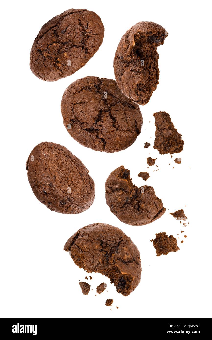chocolate cookies broken isolated on white background with clipping ...