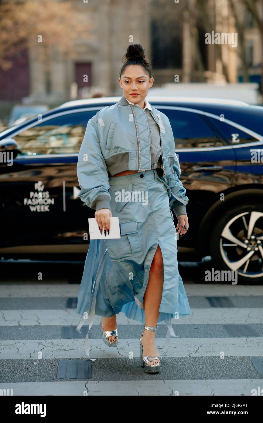 Street style, Avani arriving at Sacai Fall-Winter 2022-2023 show, held ...