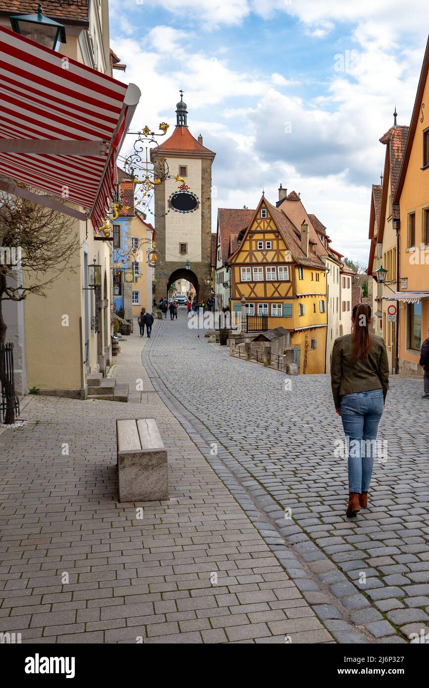 beautiful architecture of romantic Rothenburg ob der Tauber with ...