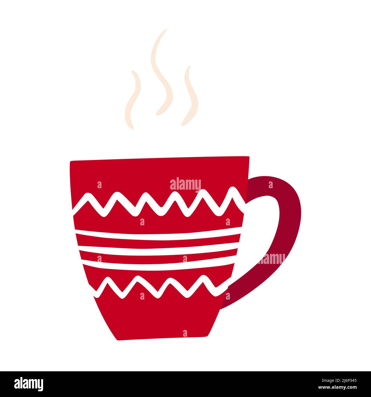 A Cup of hot drink. Tea or coffee with steam. Cute hand-drawn drawing ...