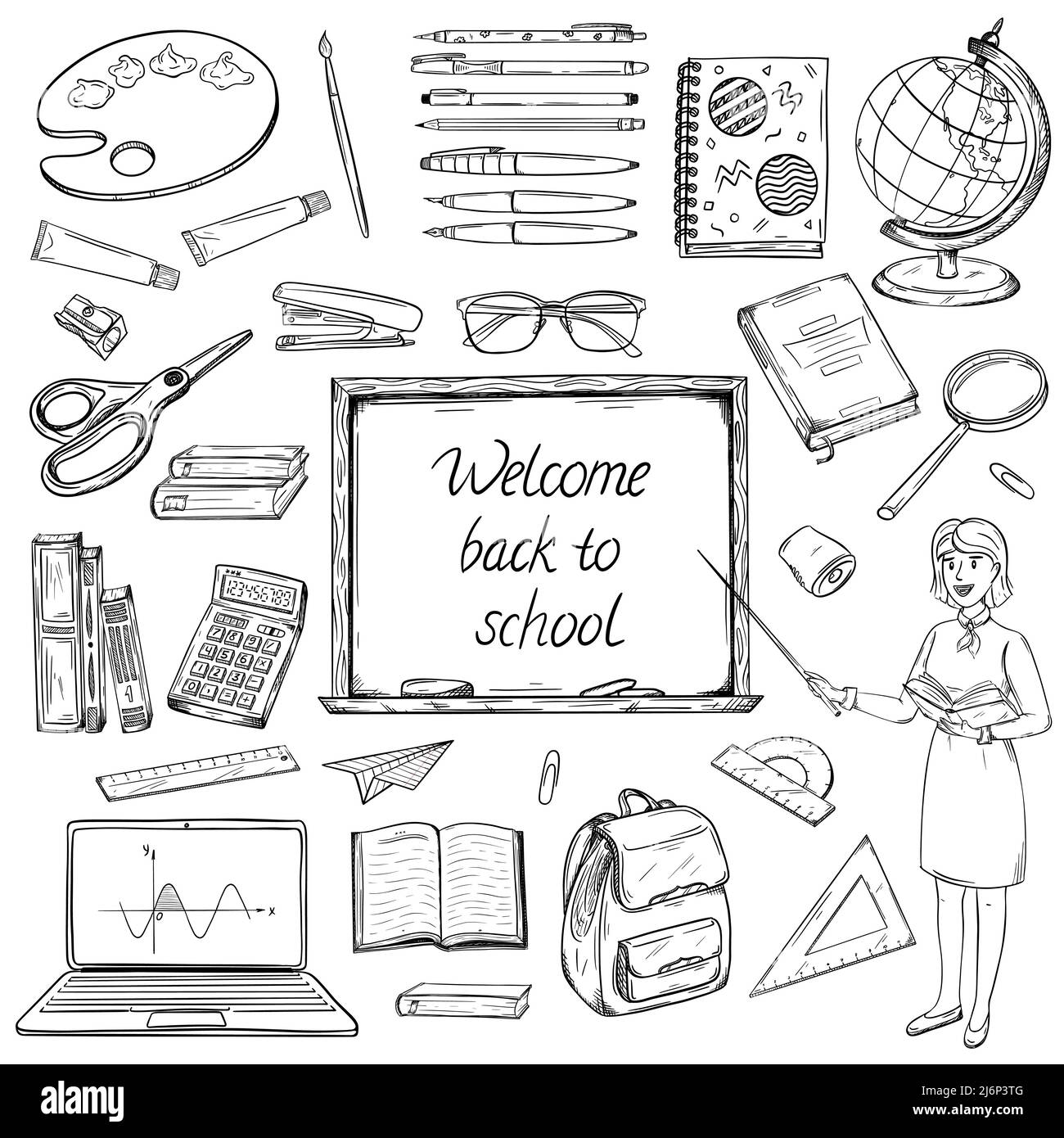 Cute set sketch computer Cut Out Stock Images & Pictures - Alamy