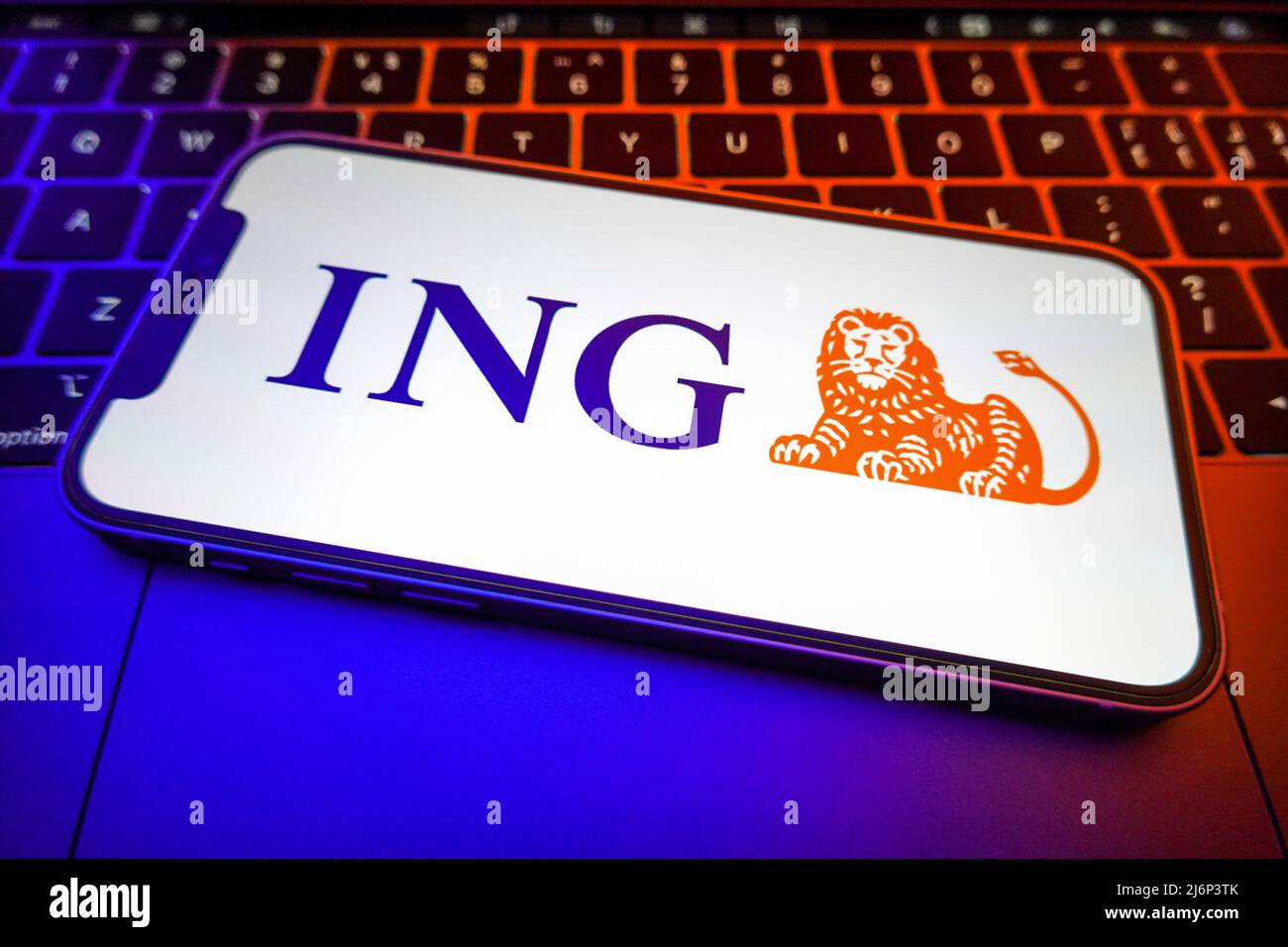 In this photo illustration, an ING Group logo is displayed on the ...