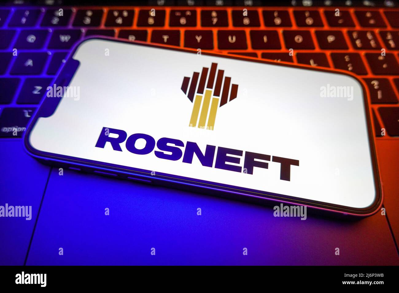 In this photo illustration, a Rosneft Oil logo is displayed on the ...