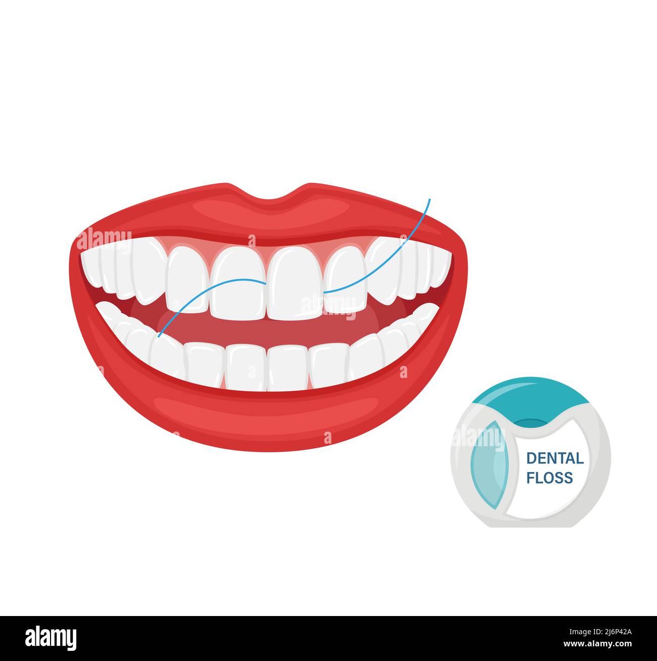 Flossing your teeth. Dental cleaning with dental floss. Oral hygiene ...
