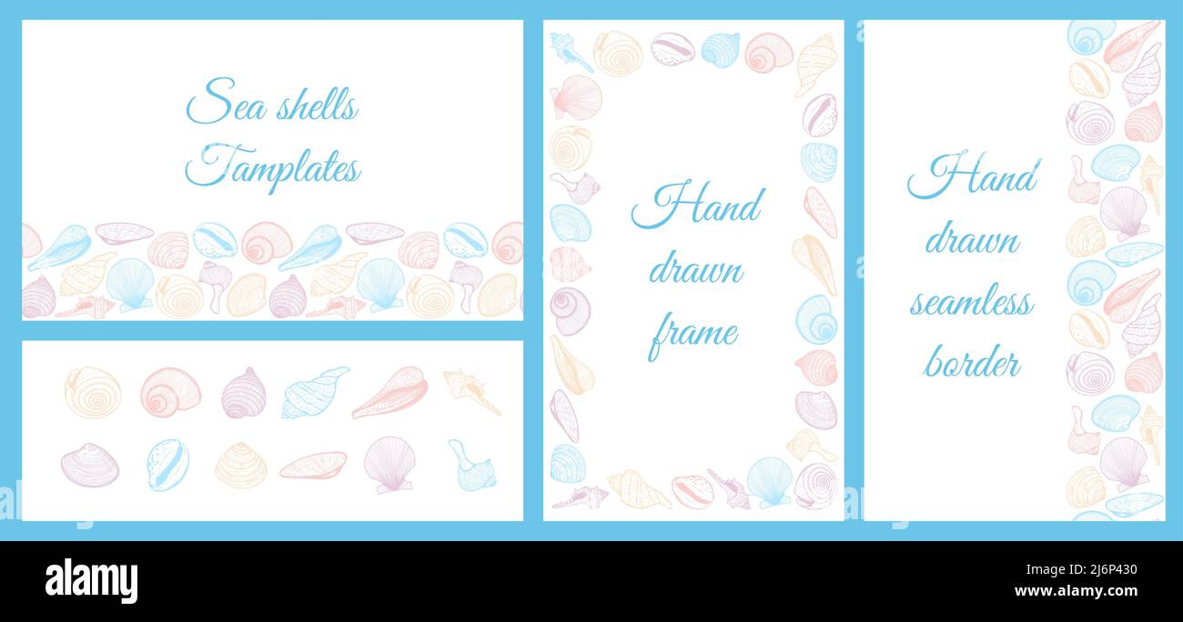 A set of templates for design on the sea, summer theme. Horizontal and ...