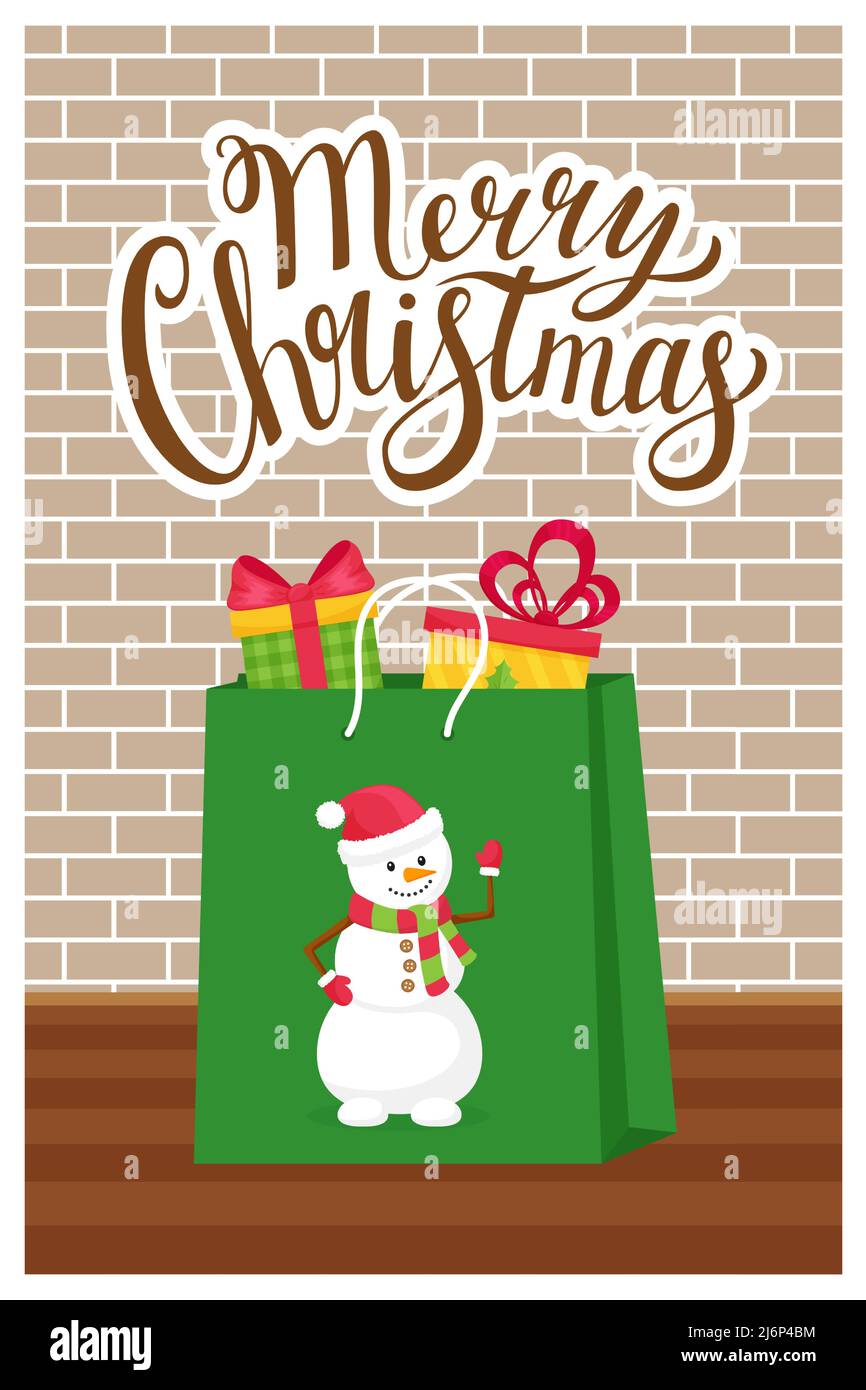 The concept of a new year, Christmas greeting card with the words Merry ...