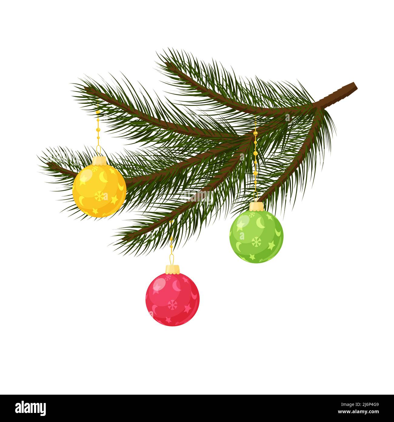 Red balls on spruce Stock Vector Images - Alamy